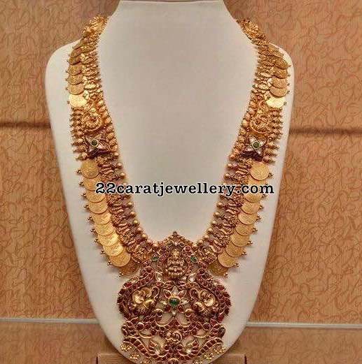 Kasu Mala with Ruby Pendant - Jewellery Designs