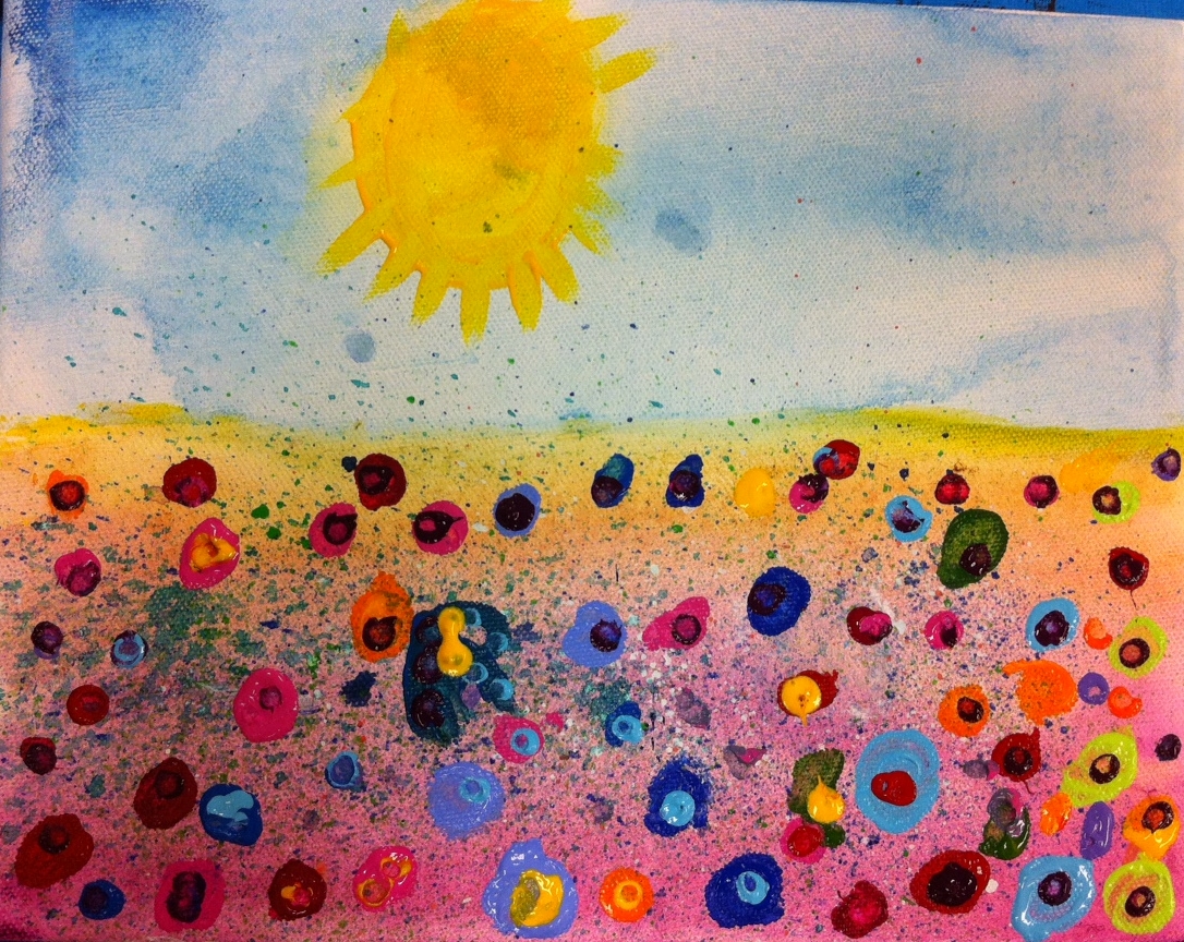 Angela Anderson Art Blog: Fun Splatter Floral Paintings - Kid's Art Class