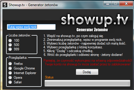 Showup.tv - generator żetonów ~ Darmowe żetony