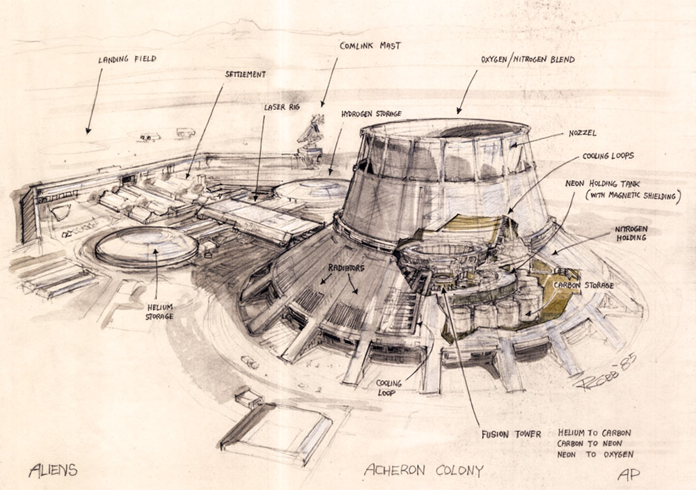The Secret Space Base: Ron Cobb Aliens LV-426 Colony Art!
