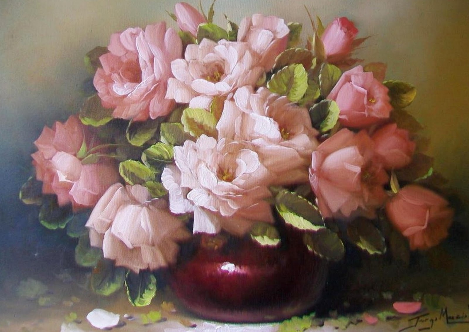 El arte es su máxima expresión : Pintura Impresionista de Flores al Óleo