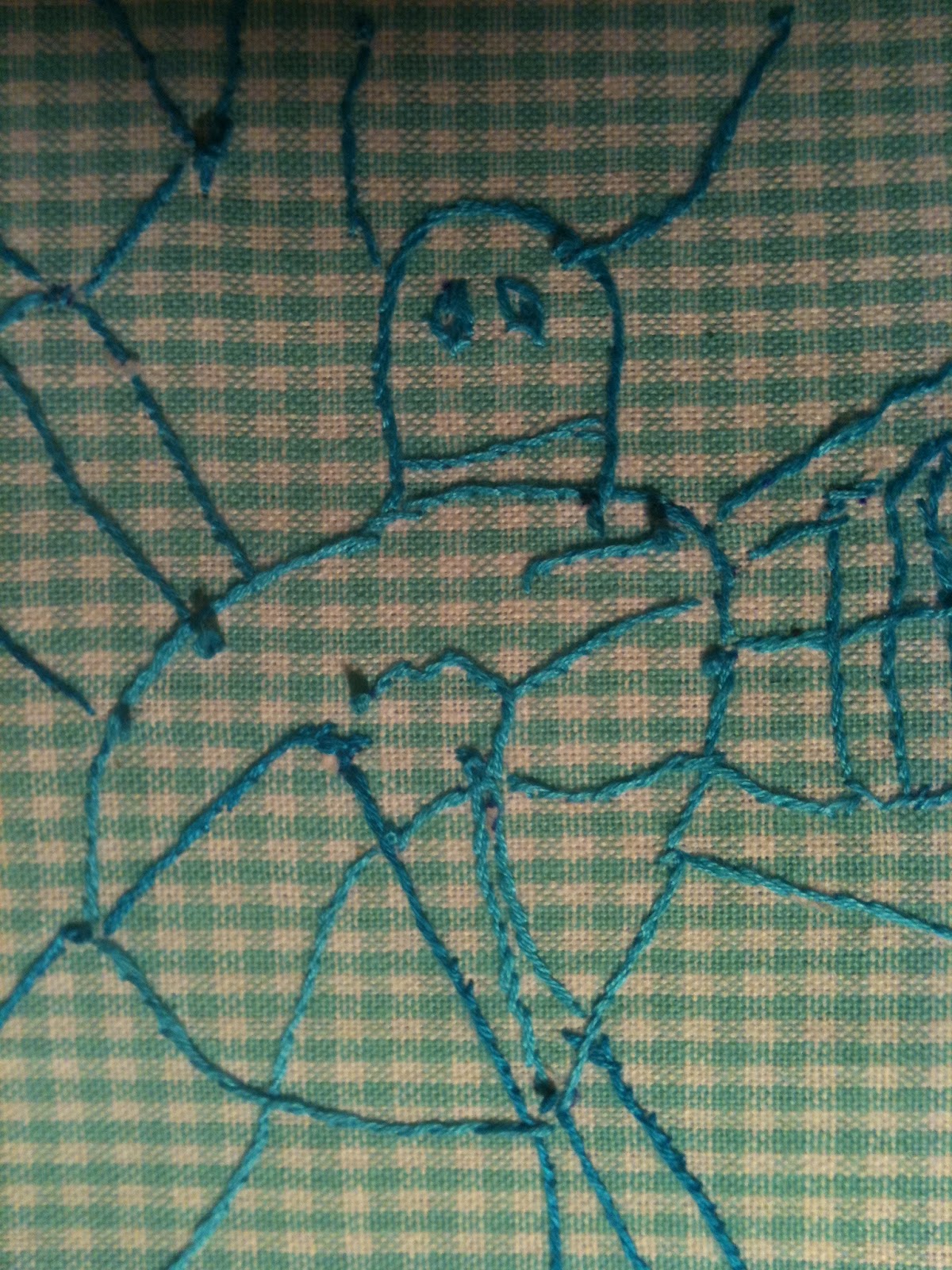 Skomagerhuset.: Mikkels tegning er nu broderet