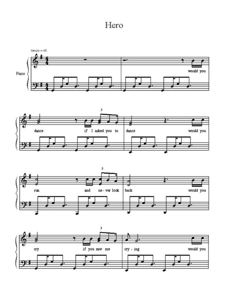 Enrique Iglesias - Hero | Partituras para Piano