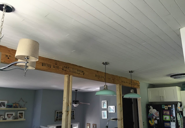 DIY Barn Wood Ceiling Support Beam | The Dabbling Crafter