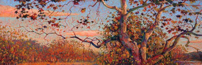 Christopher Stephens: Autumn Reach, 2012, oil on panel, 24"x72".
