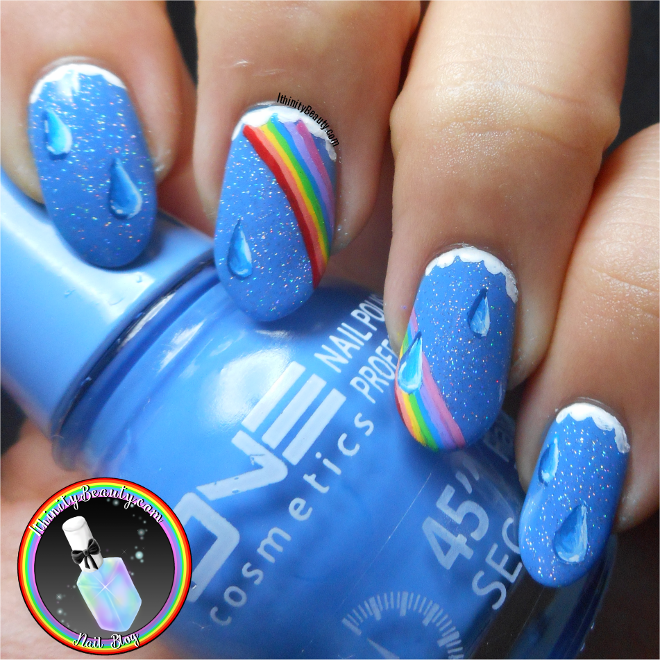 Freehand Rain, Rainbows And Ruffian Cloud Nail Art | IthinityBeauty.com ...