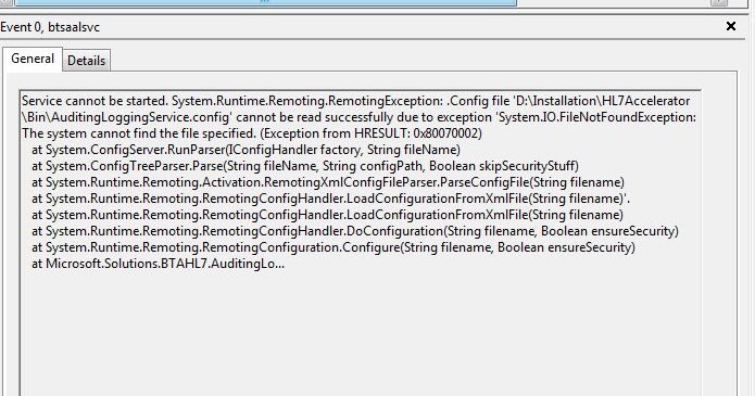 Anshu Kumar Mishra'S Blog: Microsoft BizTalk 2013 Accelerator for HL7 -- Service cannot be ...