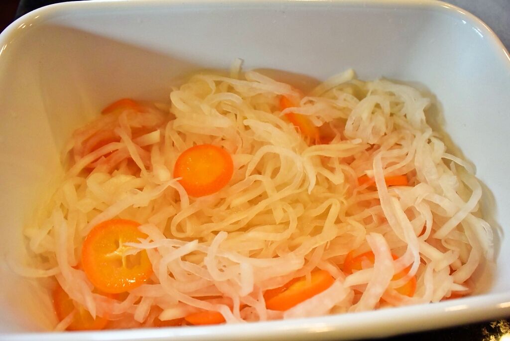 Recipes for Tom: Kinkan namasu / daikon radish and kumquat pickled in ...