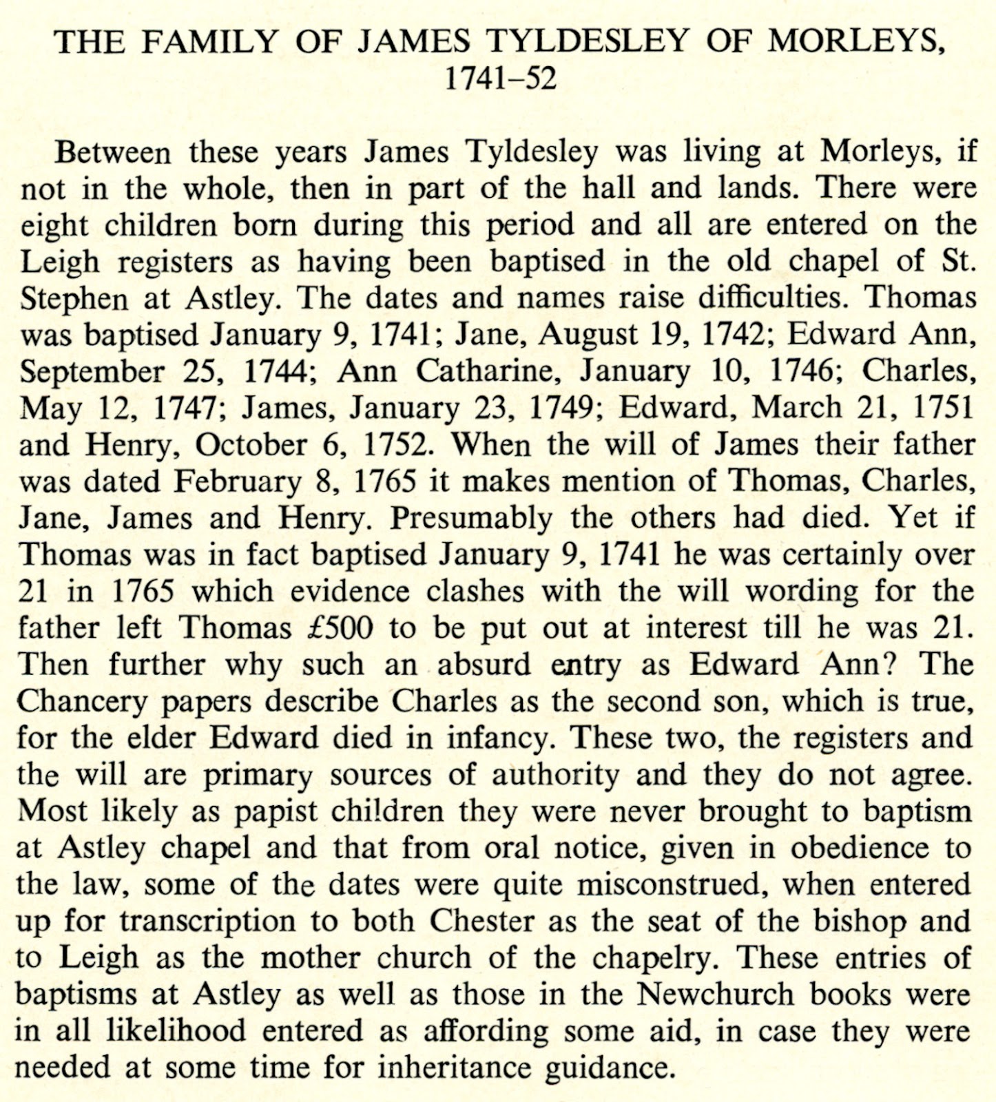 Tyldesley Family History: November 2012