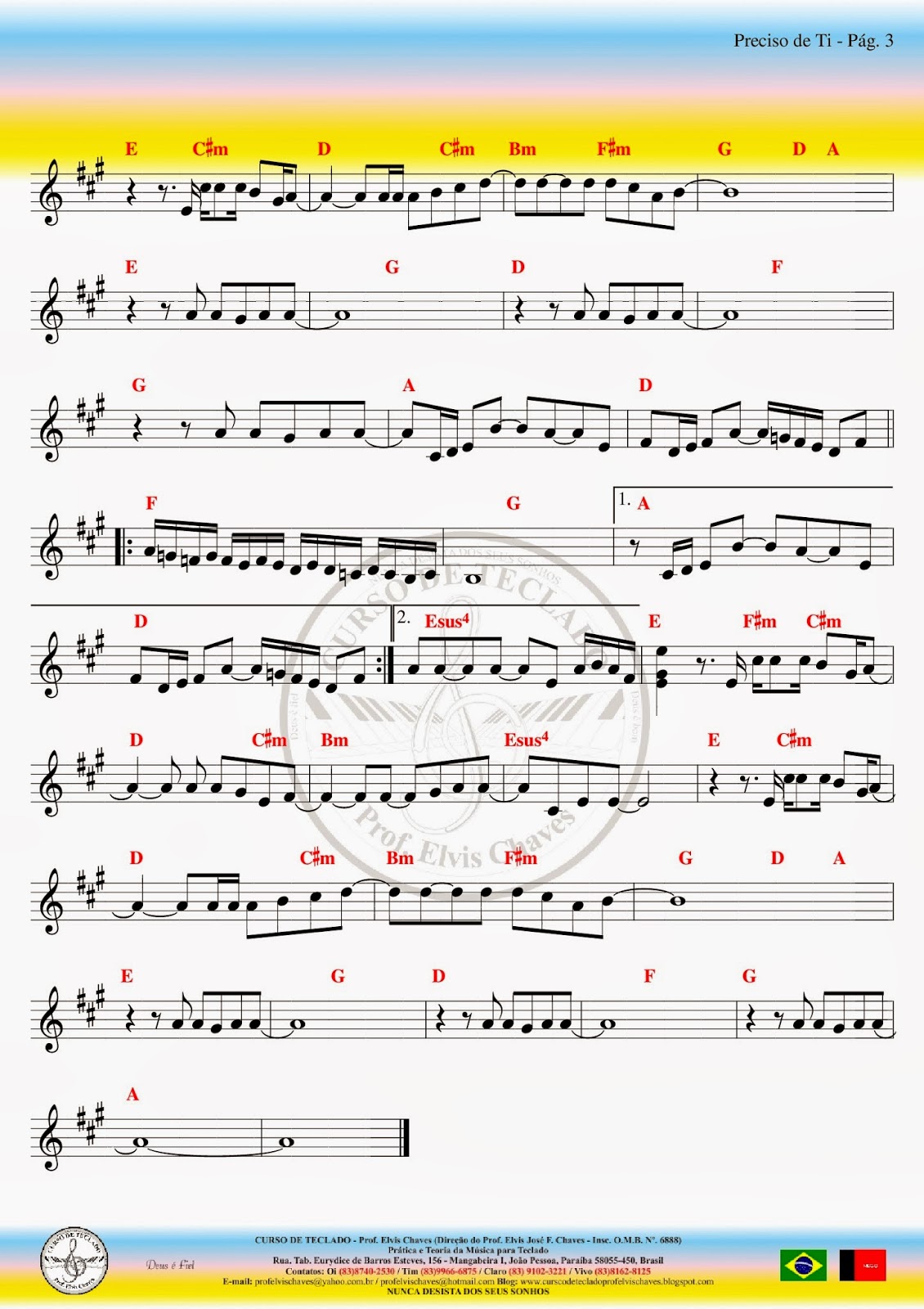 🎼 Partituras 🎶 Score 🎹 Sheet Music: PARTITURA - Preciso de Ti (Diante ...