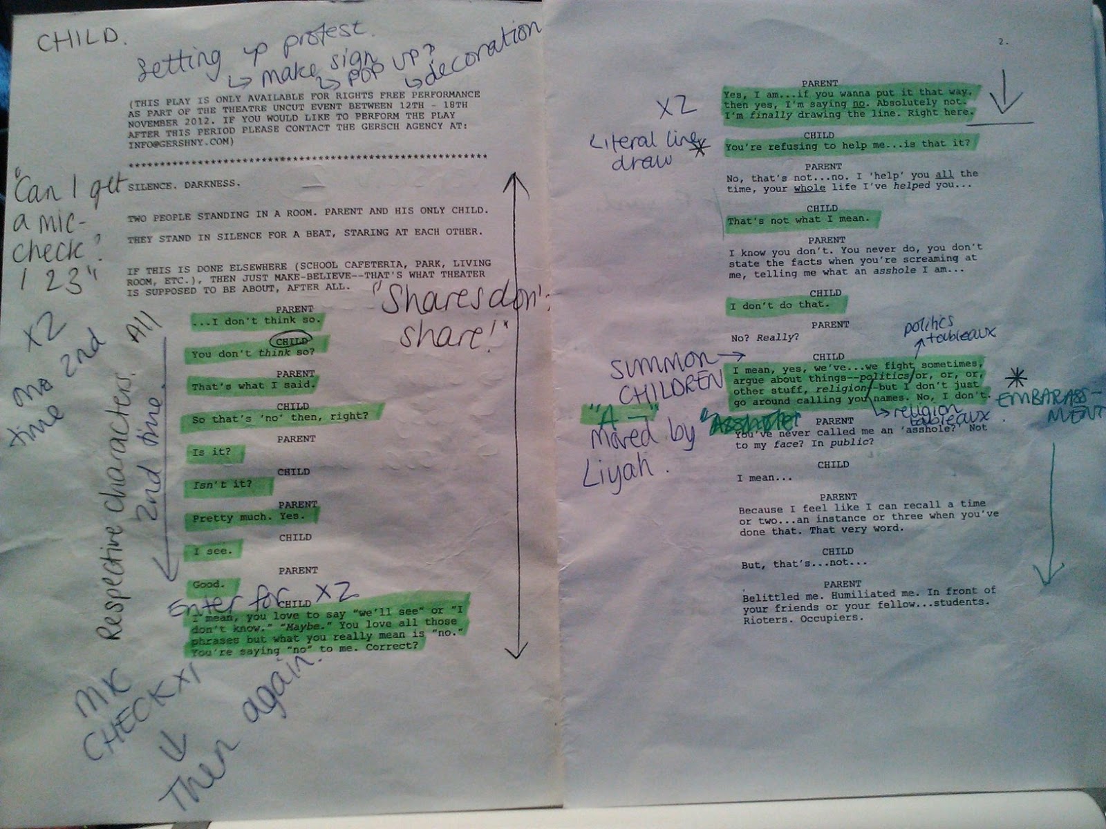 Lesson Notes: Rehearsal Notes, Dec 10th/11th