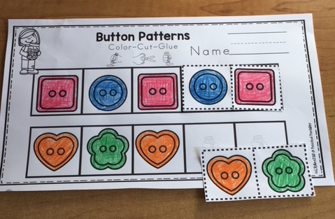 Pattern Practice Using Buttons Worksheets ~ Preschool Printables