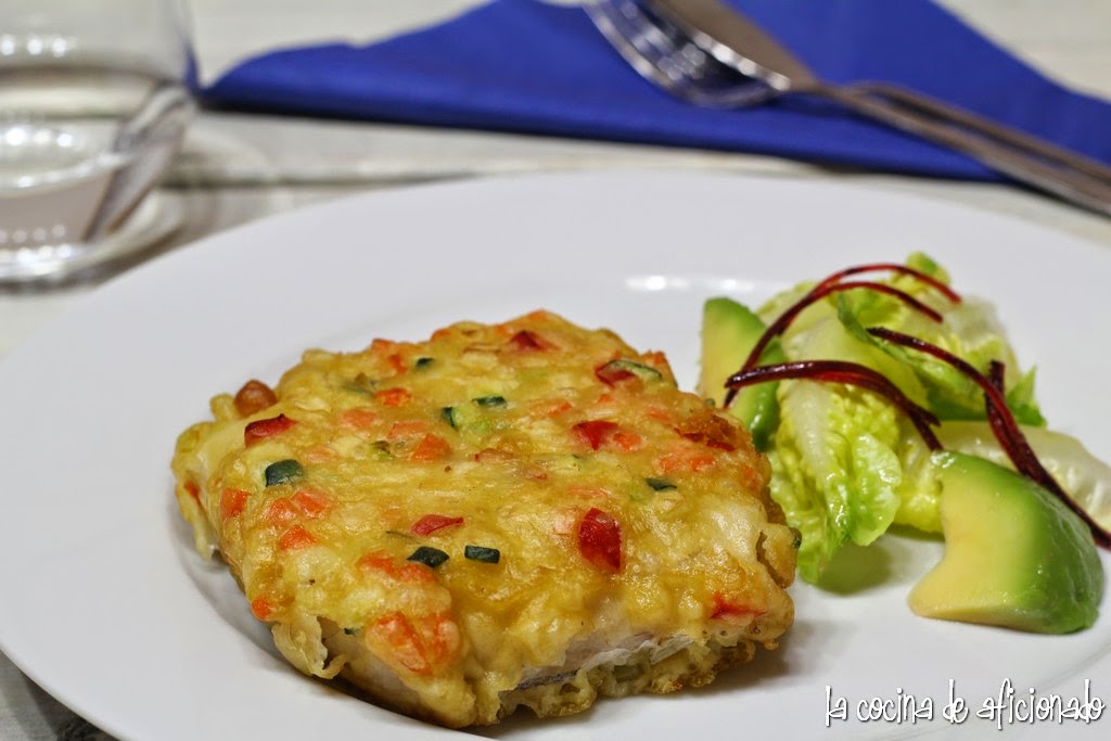 la cocina de aficionado: Merluza con rebozado de verduras