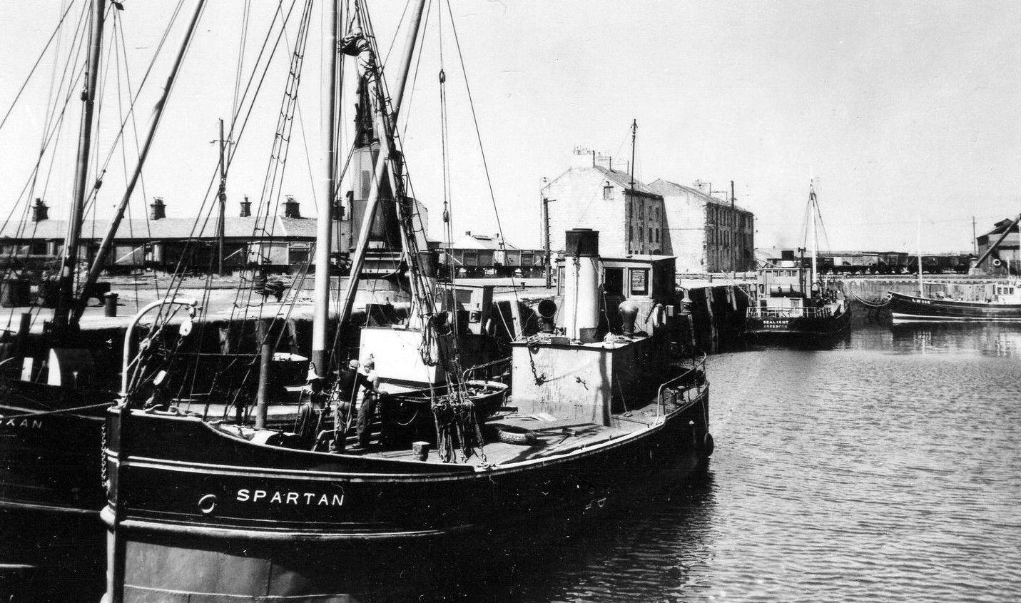 Tour Scotland: Old Photograph Clyde Puffer Harbour Troon Scotland