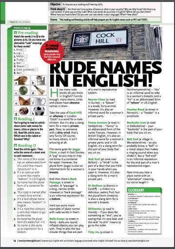 Teacher Neidinha Franca: READING - RUDE NAMES IN ENGLISH! - ACTIVITY ...