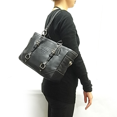 Coach Black Leather Gallery E/W Tote #12343