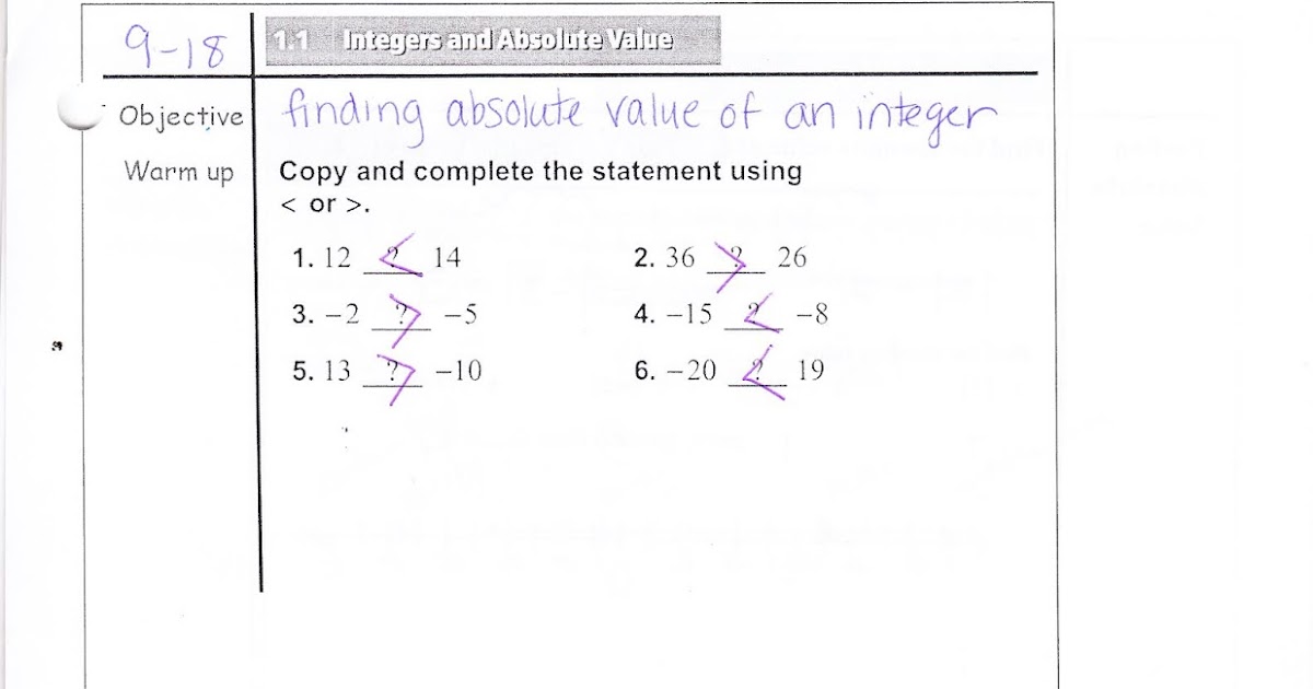 Ms. Jean's Classroom Blog: 1.1 Integers and Absolute Value