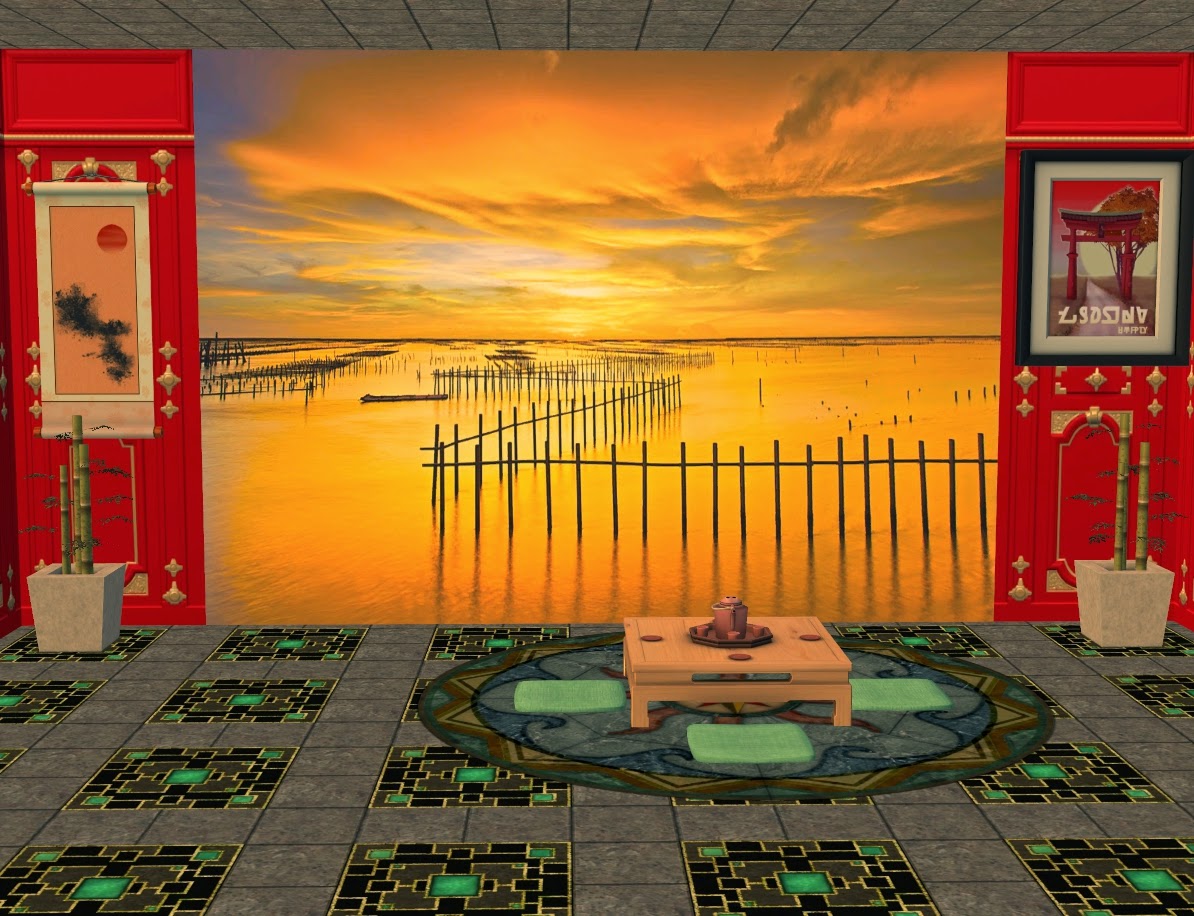 TheNinthWaveSims: The Sims 2 - Huangjiu Sunrise Paneling Walls Mural