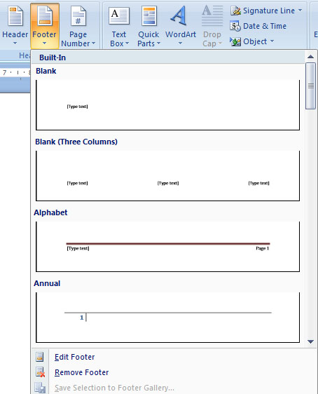 Membuat header footer di word