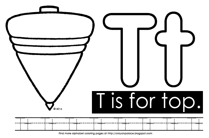 Crayon Palace: "T is for top" alphabet coloring page
