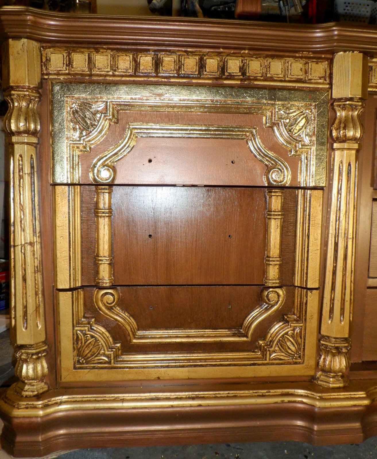 Savard Studios: Bronze and Gold Super Ornate Media Console Transformation