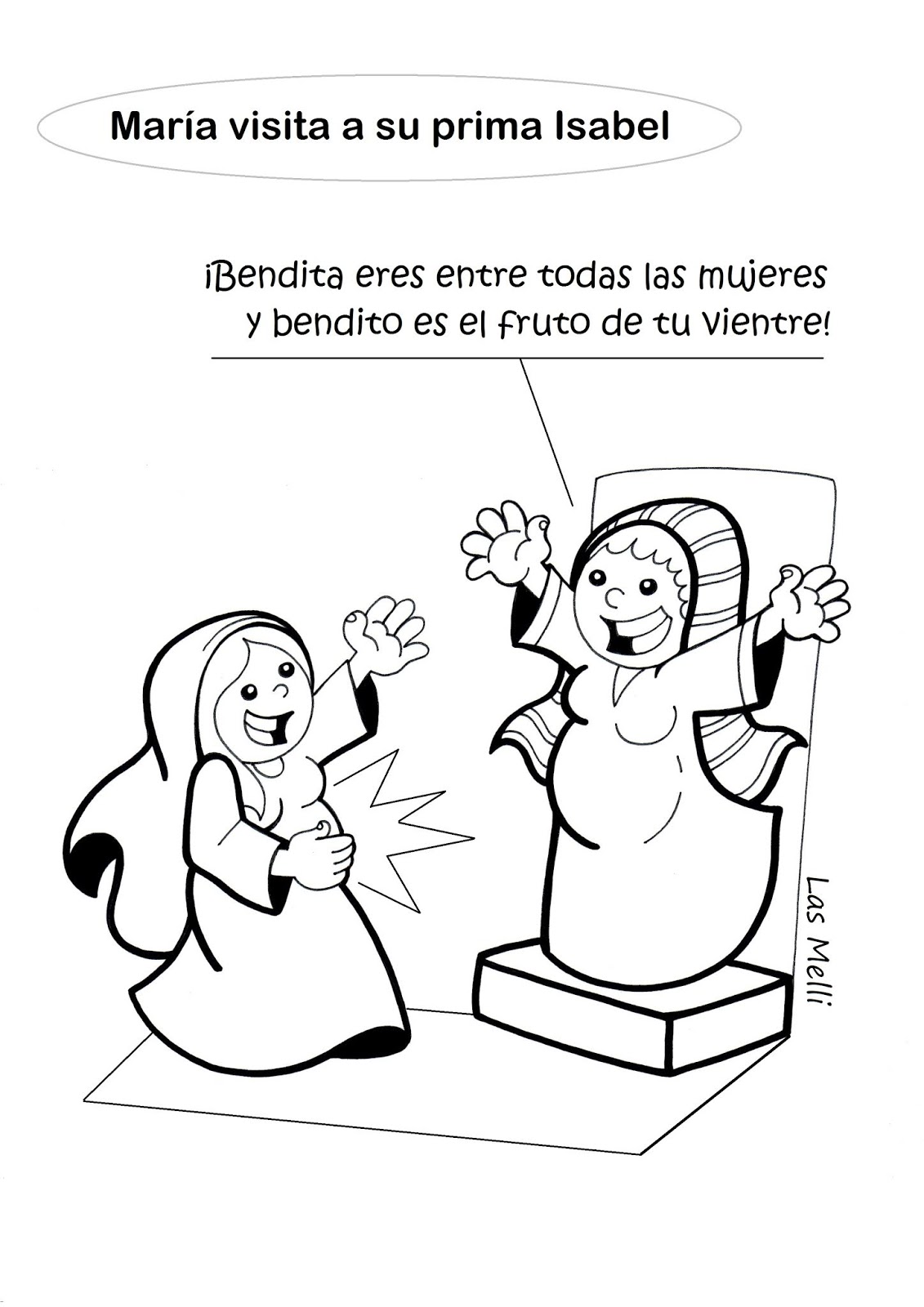 El Rincón de las Melli: DIBUJO: María visita a su prima Isabel