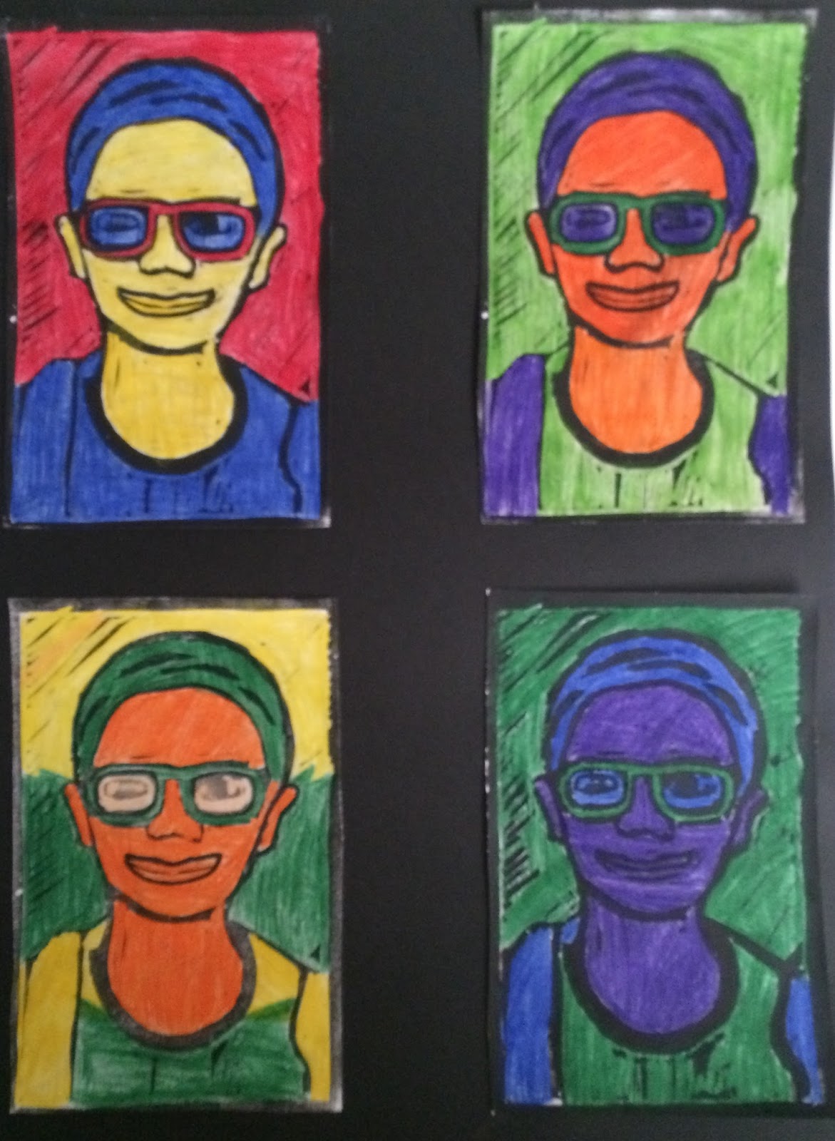 Mrs. Wille's Art Room: 7th & 8th grade self-portrait prints