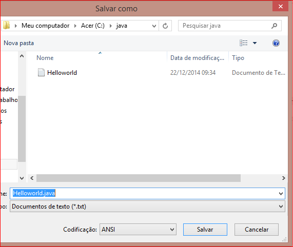 Criando o primeiro programa em Java no Windows