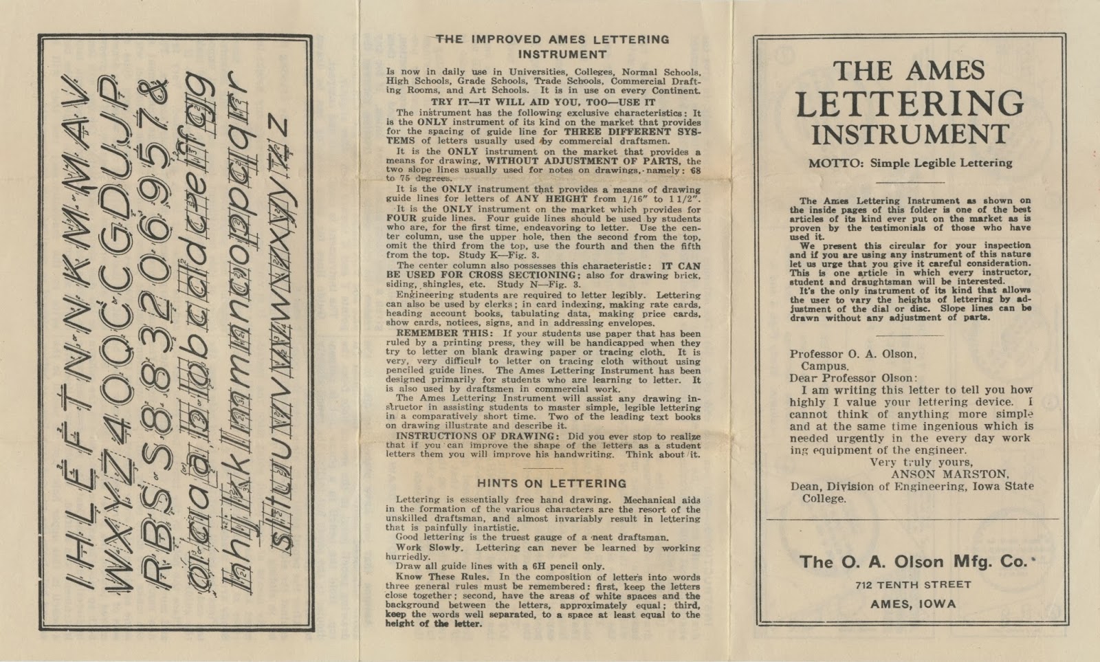 Tenth Letter of the Alphabet: Creator: O.A. Olson, Ames Lettering Guide ...