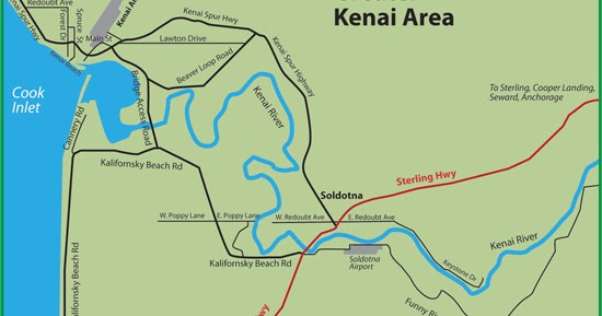 Maps of Alaska Roads By Bearfoot Guides: Map of City Of Kenai, Alaska