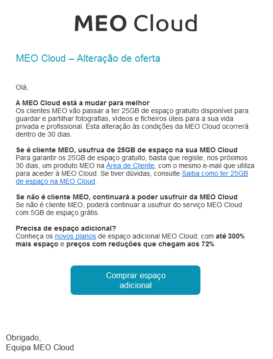É cliente MEO? Agora tem 25 GB grátis na MeoCloud - ITO - NETthings