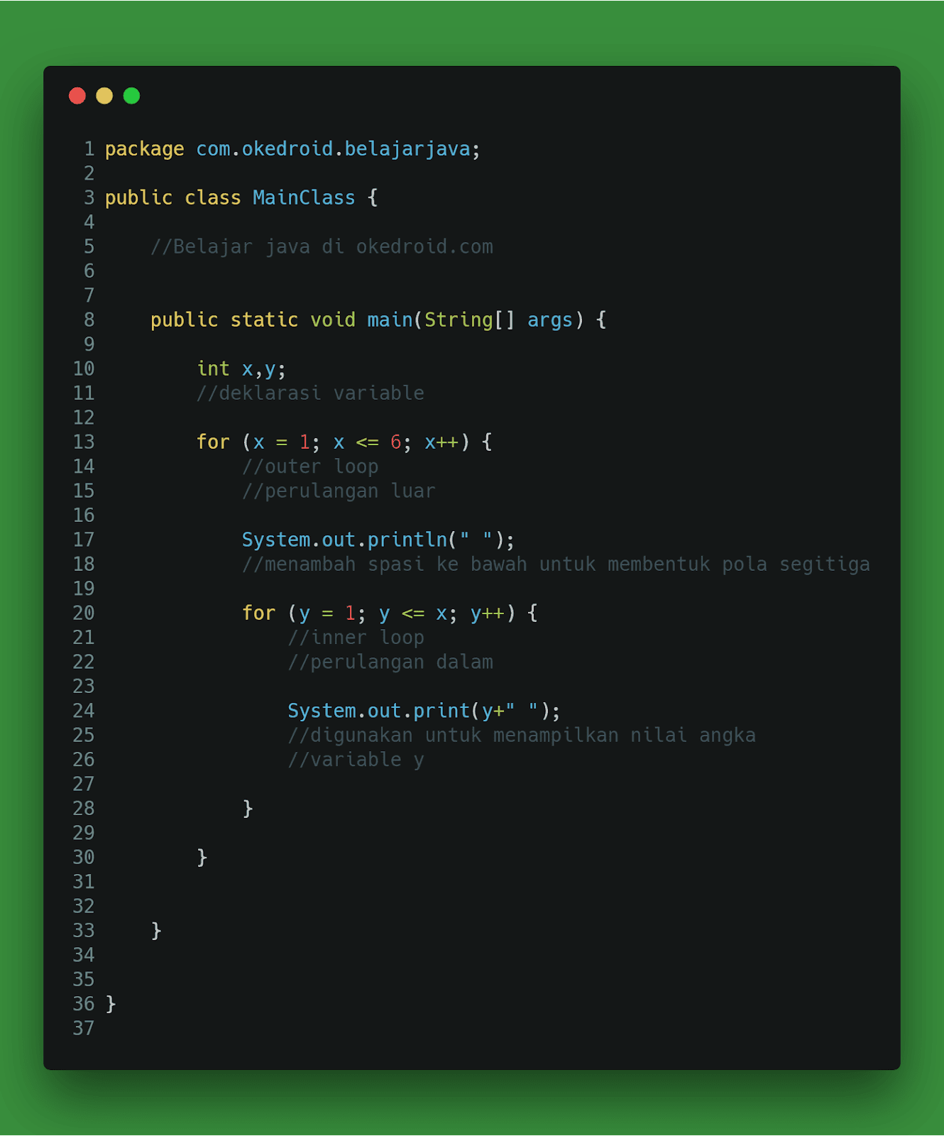 Contoh Kegiatan Menciptakan Segitiga Bintang Dan Angka Di Java - Java ...