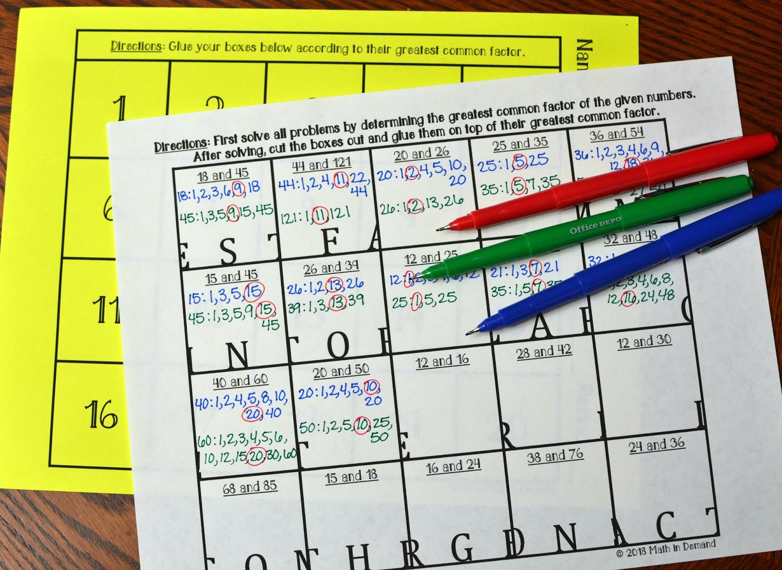 Math in Demand: Greatest Common Factor (GCF) Hidden Message Activity