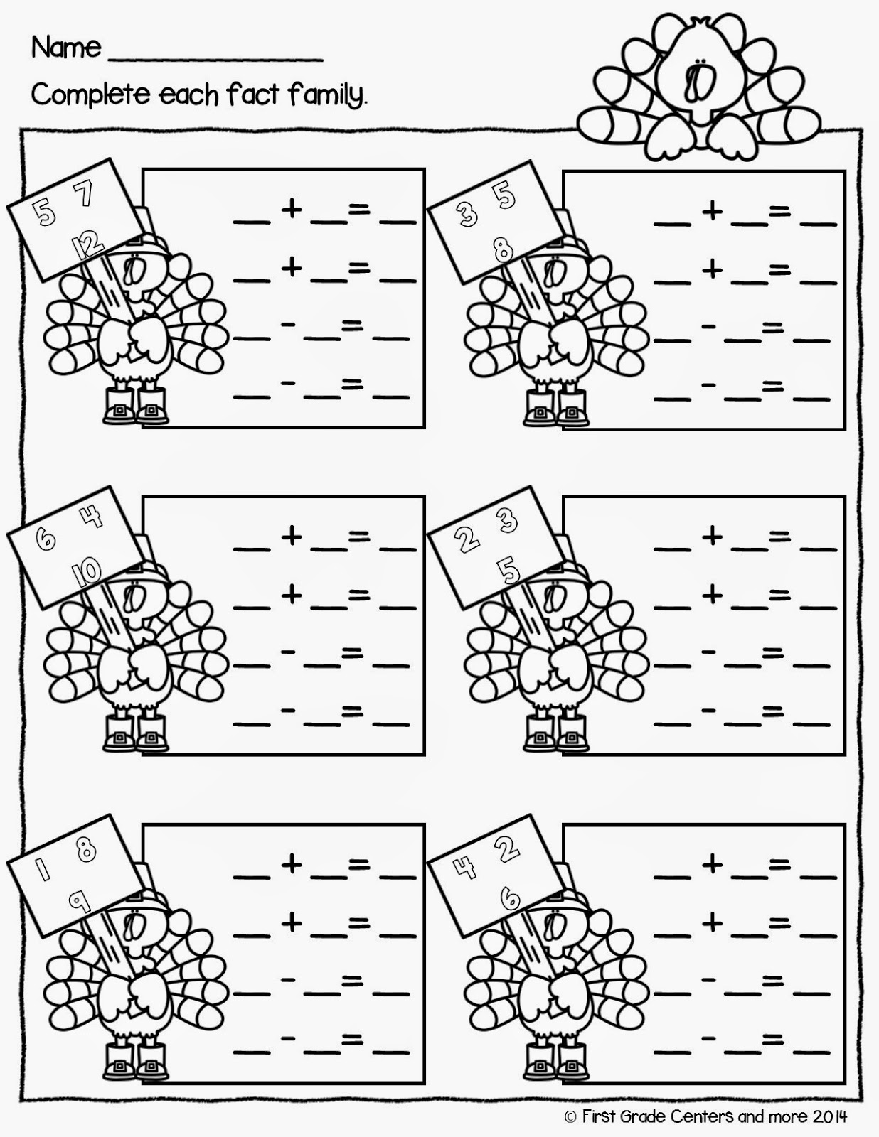 Thanksgiving Week - First Grade Centers and More