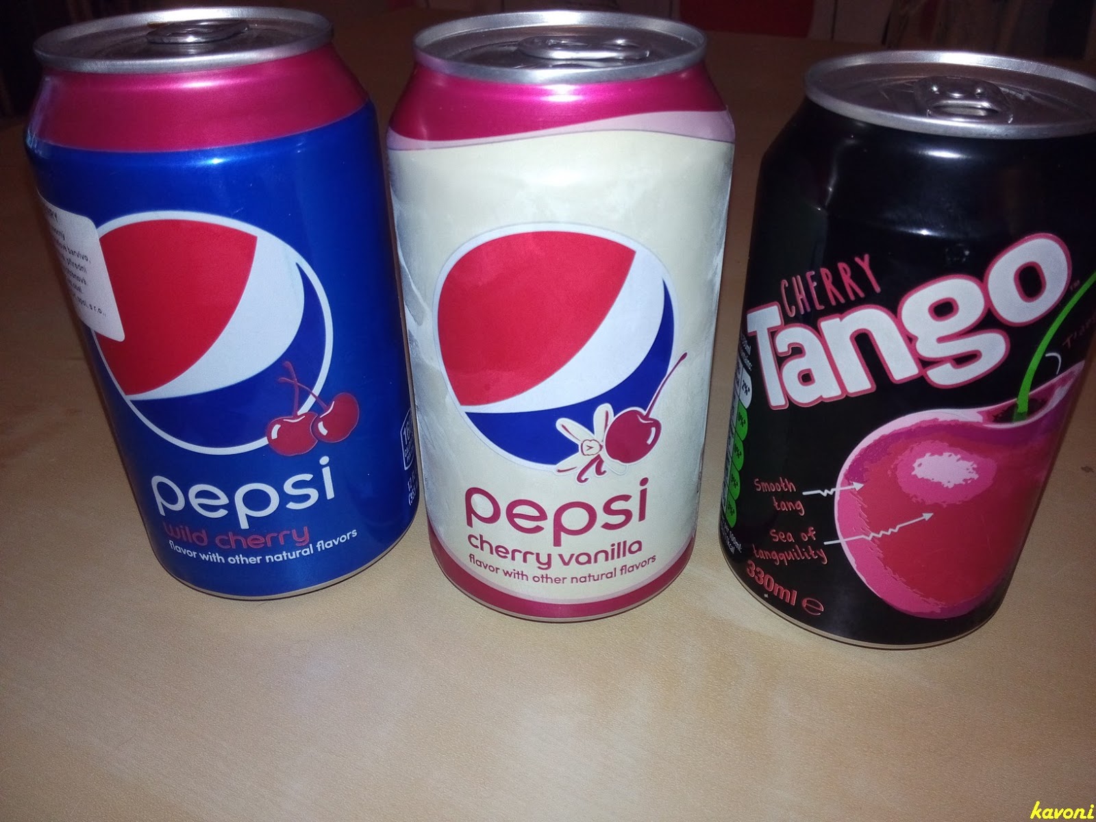 kavoniho žrádlo: Cherry Tango, Pepsi Wild Cherry a Pepsi Cherry Vanilla