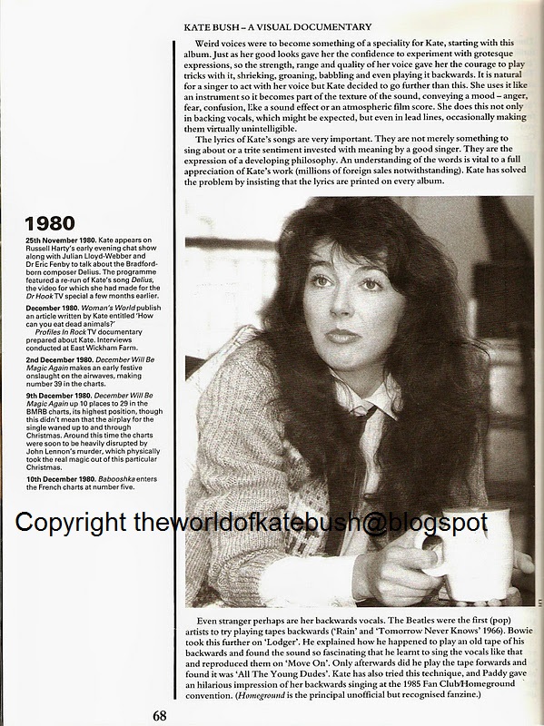 THE WORLD OF KATE BUSH: A Visual Documentary (Book)