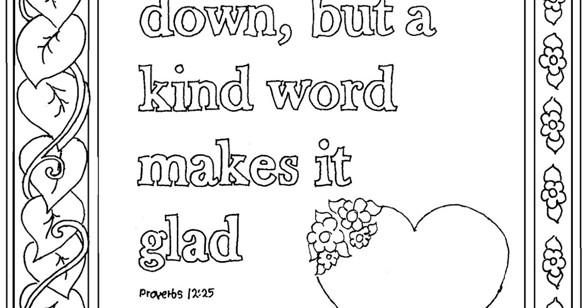 Coloring Pages for Kids by Mr. Adron: Proverbs 12:25 Print and Color ...
