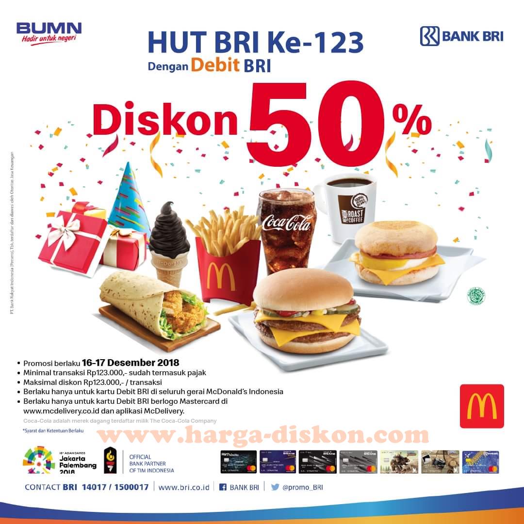 Promo MCDONALDS Diskon 50% dengan Debit BRI 16-17 Desember 2018 ...
