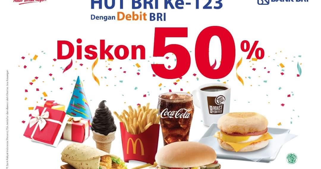 Promo MCDONALDS Diskon 50% dengan Debit BRI 16-17 Desember 2018 - Program promo