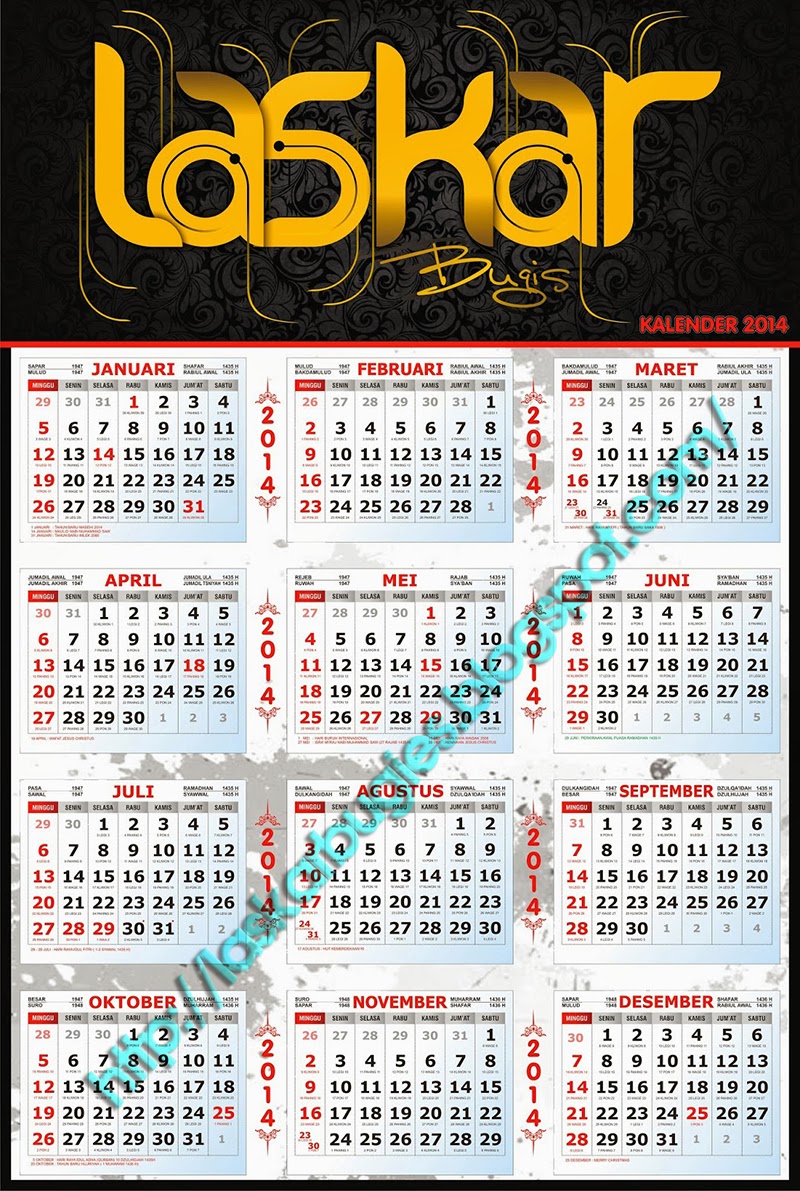 Laskar Boegis: KALENDER 2014 FORMAT CDR GRATIS