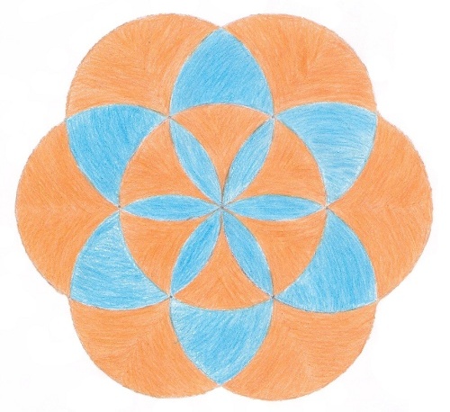 Geometric art project: seven-circle flower design