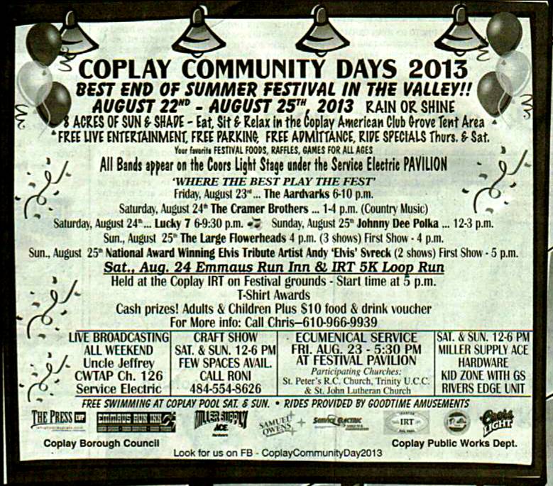 Coplay First Coplay Last & Everything in Between: COPLAY COMMUNITY DAYS ...