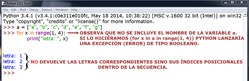 APRENDER A PROGRAMAR CON PYTHON: BUCLE FOR/IN