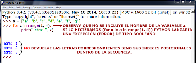 APRENDER A PROGRAMAR CON PYTHON: BUCLE FOR/IN
