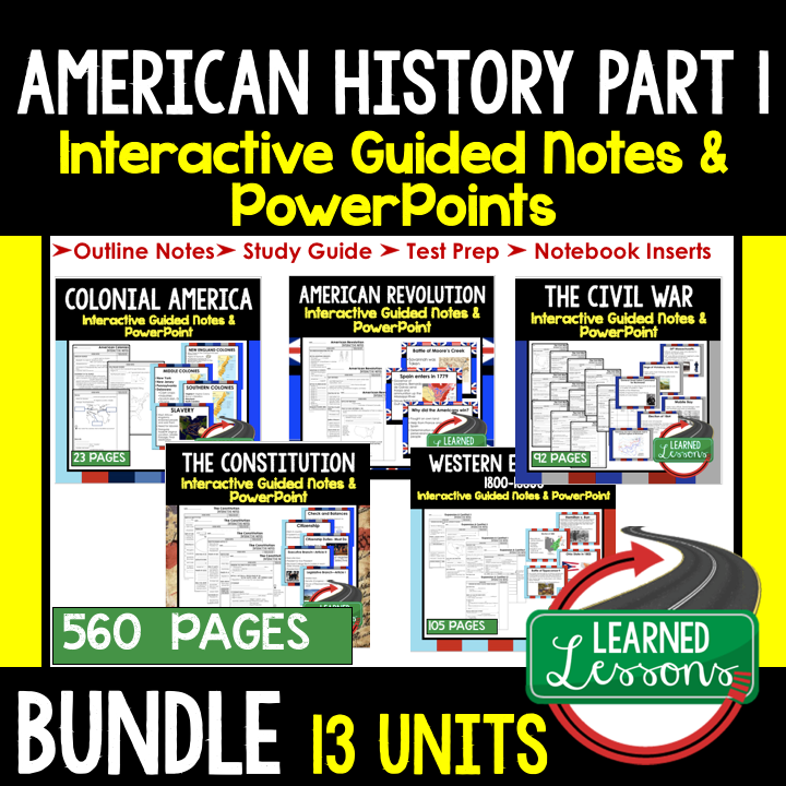 American History Interactive Guided Notes and PowerPoints BUNDLE ...
