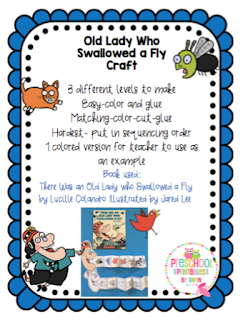 Old Lady Who Swallowed a Fly Craft ~ Preschool Printables