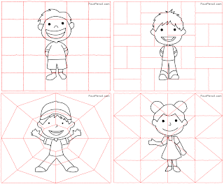 Four grid: Free printable Cartoon grid line drawing worksheet/activity ...