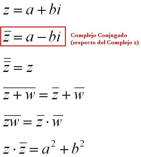 Diccionario Matematicas: Fórmulas que Incluyen Complejo Conjugado