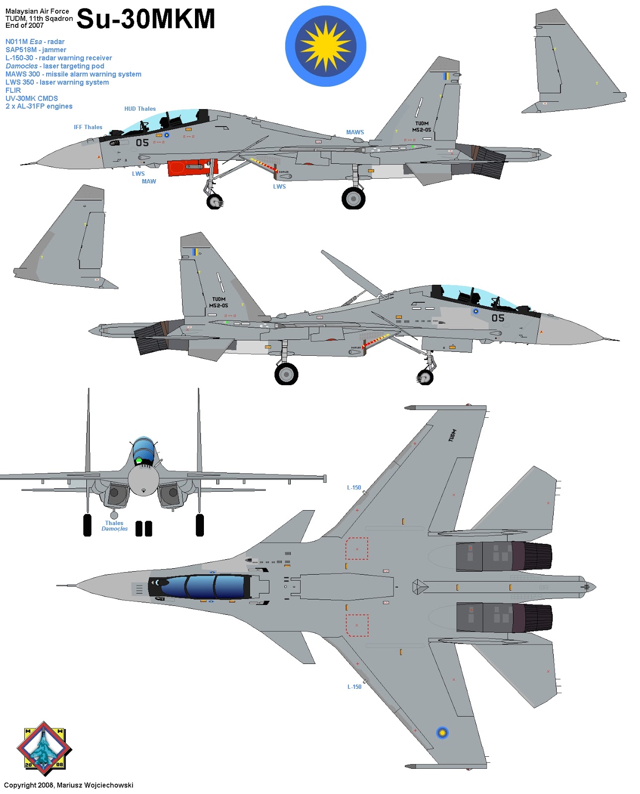 Sukhoi Su-30MKM (Modernizirovannyi Kommercheskiy Malaysia) – Modernized ...