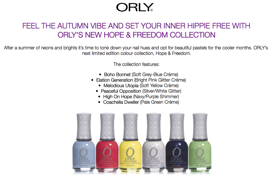 Press release: Orly Hope and Freedom collection ~ Polish Infatuated
